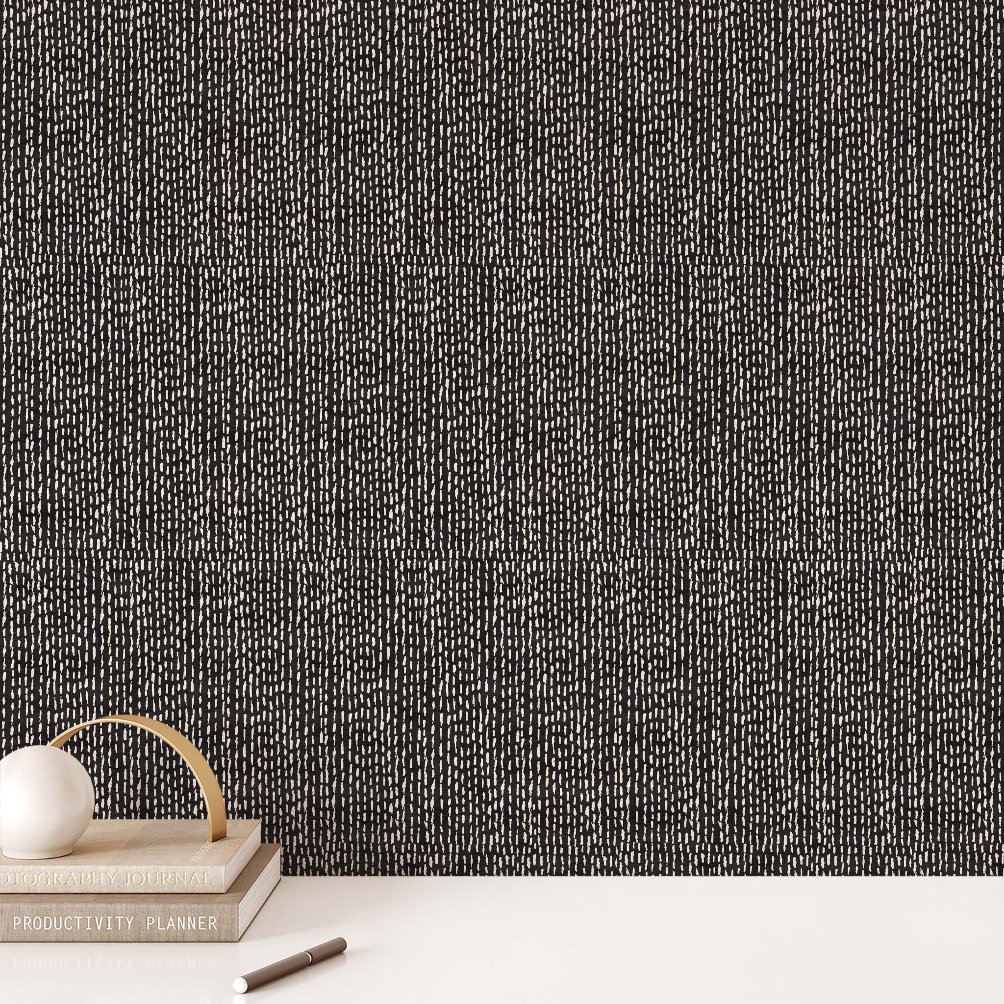 Freehand Dashes Wallpaper - Charcoal – Ayara Home