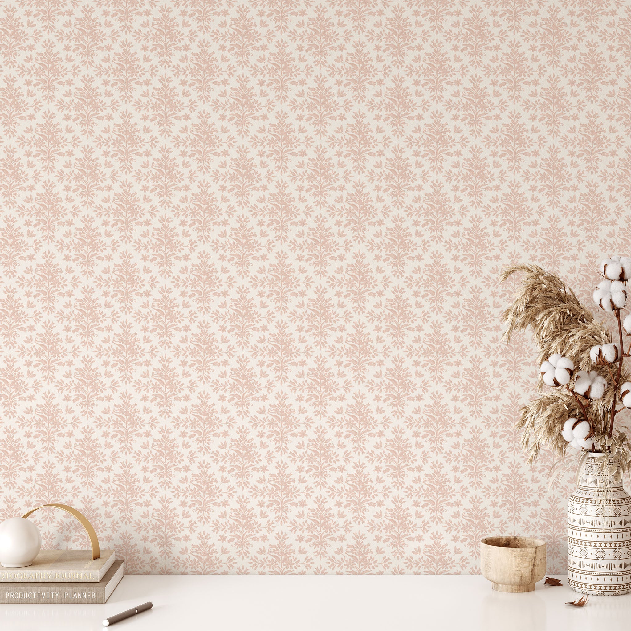 Rustic Lacy Wallpaper - Soft Pink – Ayara Home