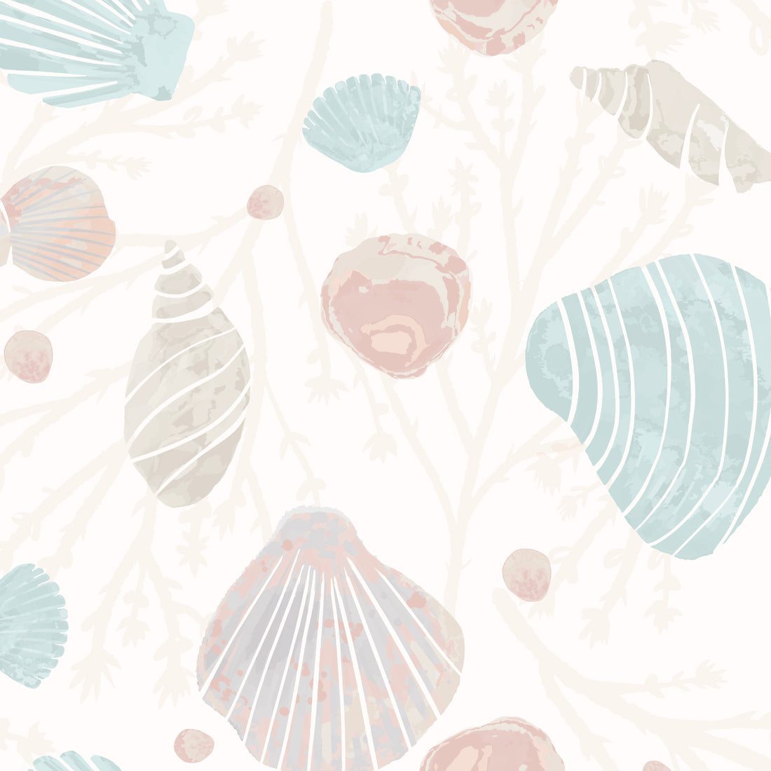 Coastal Seashells Wallpaper - Soft Teal – Ayara Home