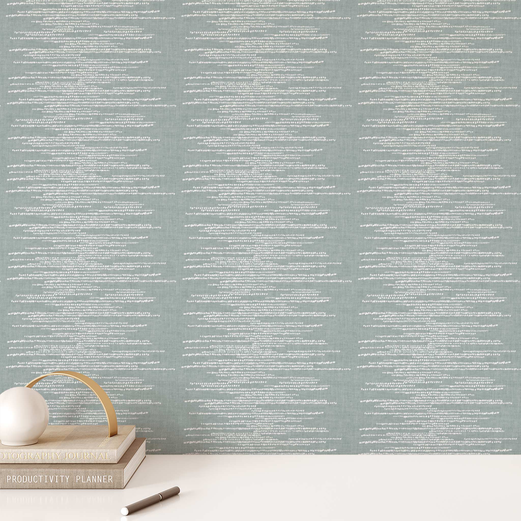 Dotted Lines Wallpaper - Soft Teal – Ayara Home