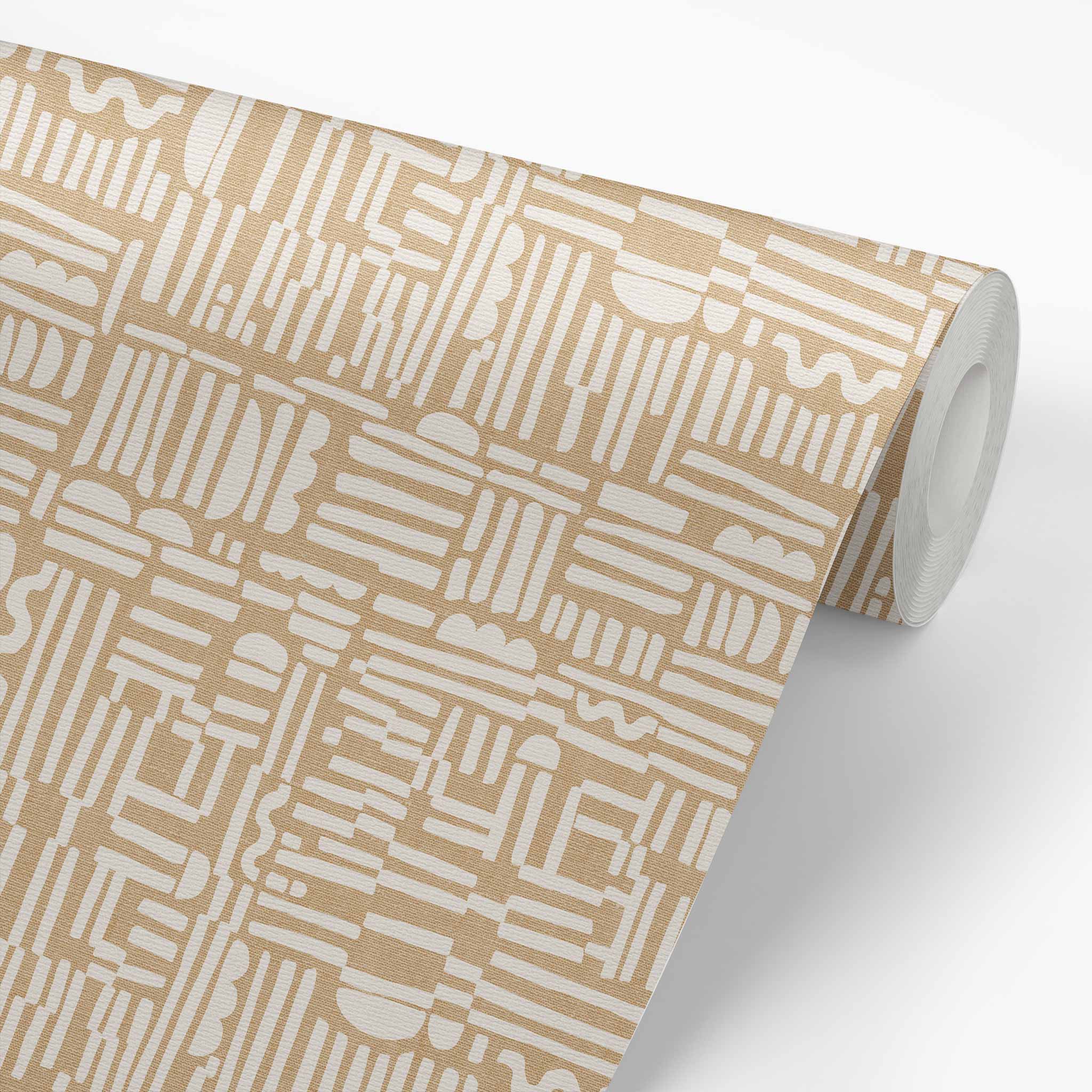 Geometric Lines Wallpaper - Beige – Ayara Home