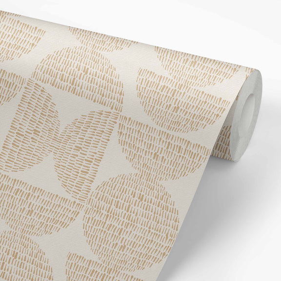Half Circle Blocks Wallpaper - Beige on Cream – Ayara Home