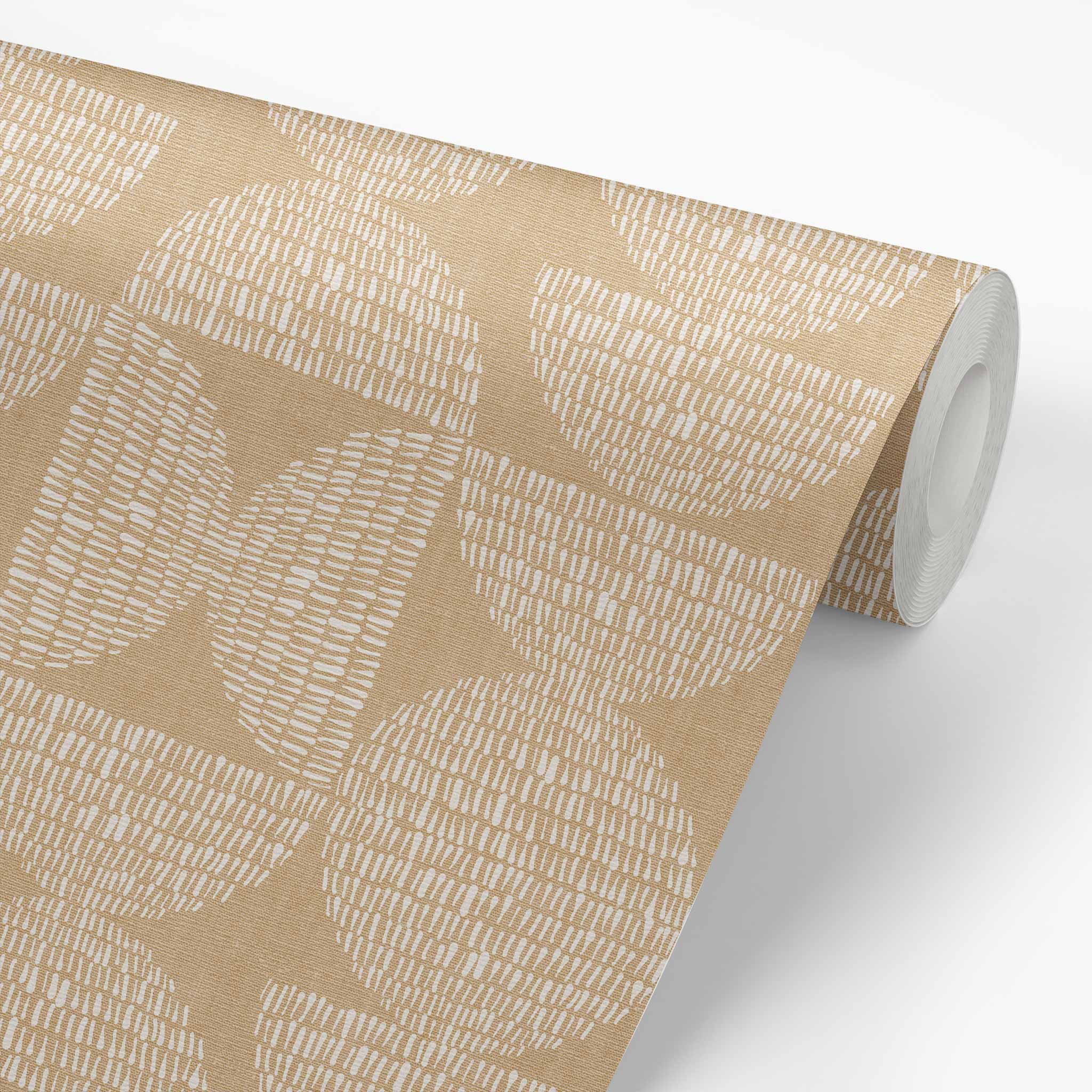 Half Circle Blocks Wallpaper - Cream on Beige – Ayara Home