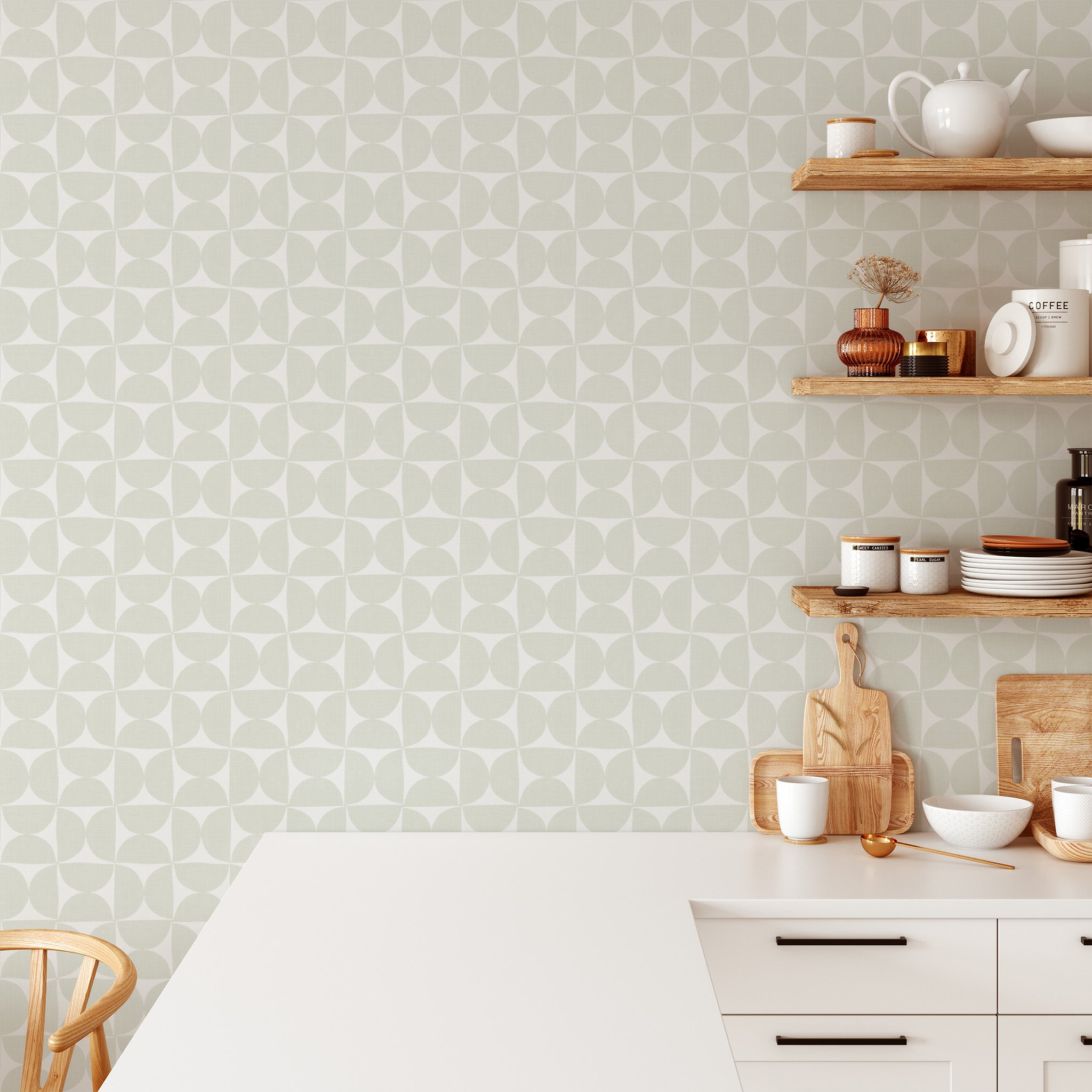 Half Circle Tile Wallpaper - Light Sage – Ayara Home