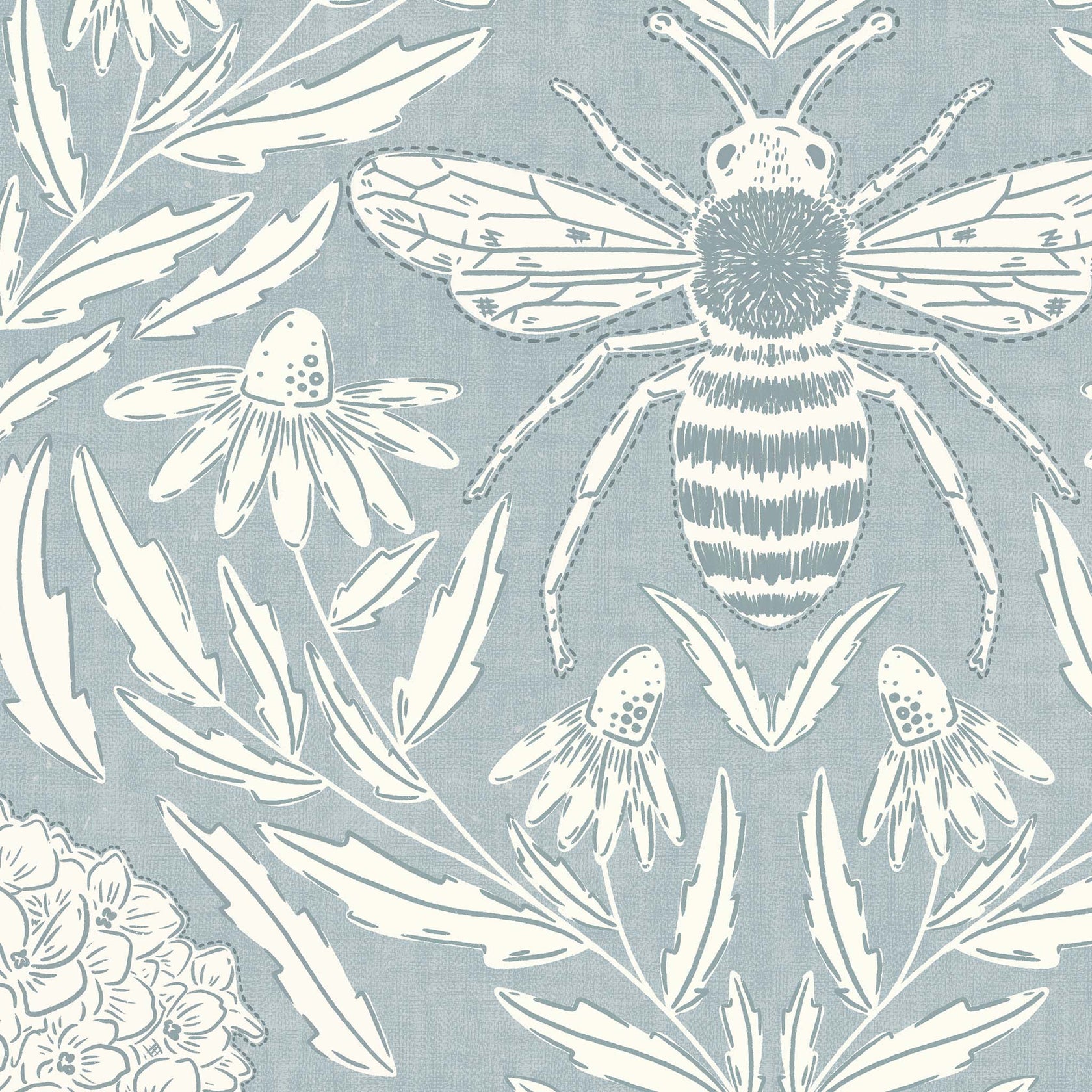 Honey Bee Meadow Wallpaper - Cloudy Sky Blue – Ayara Home