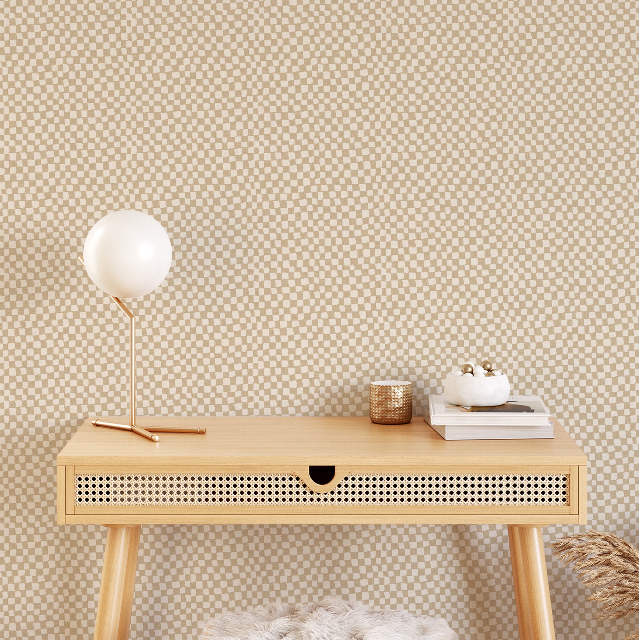 Lazy Checker Wallpaper - Tan – Ayara Home