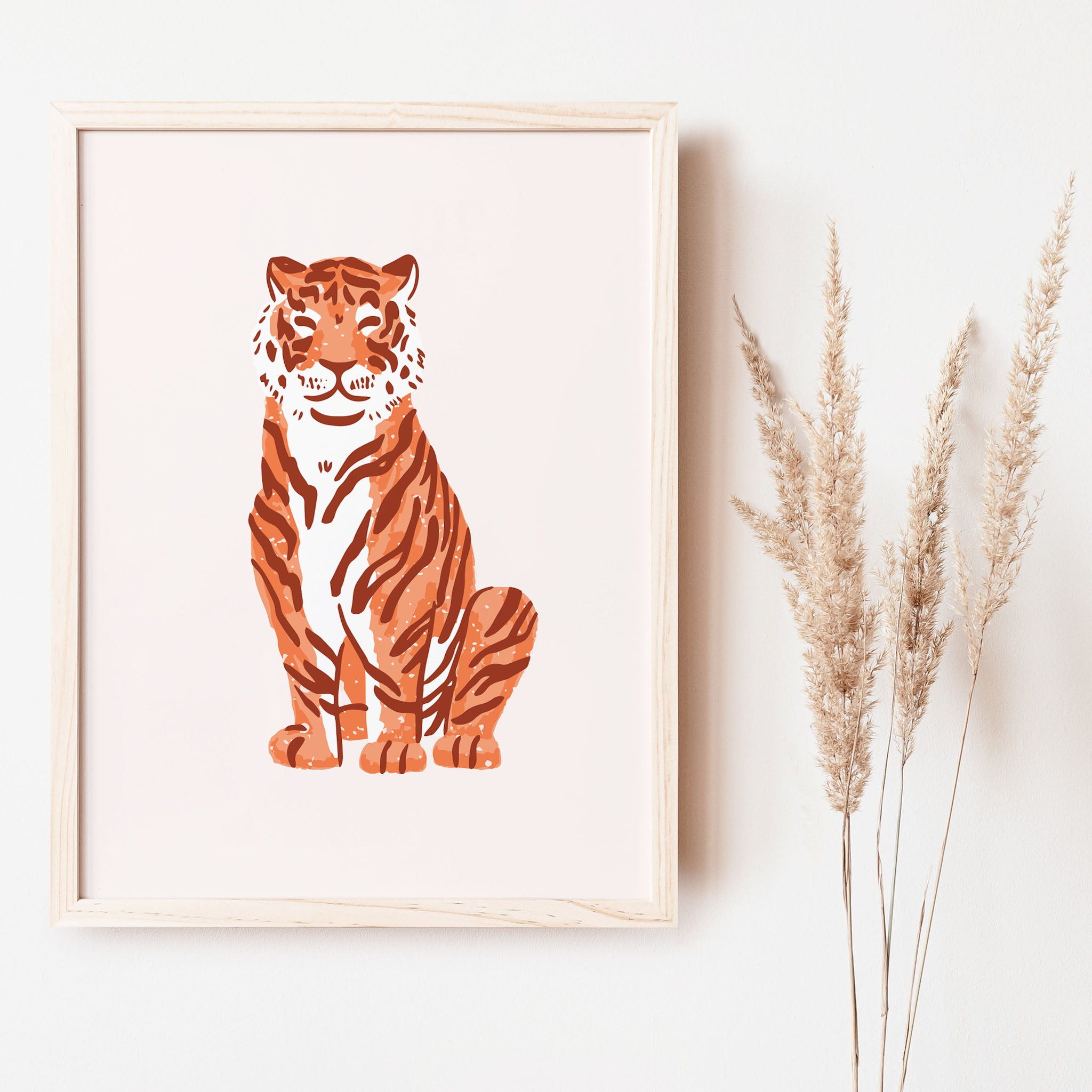 Sitting Tigers Art Print - Orange – Ayara Home