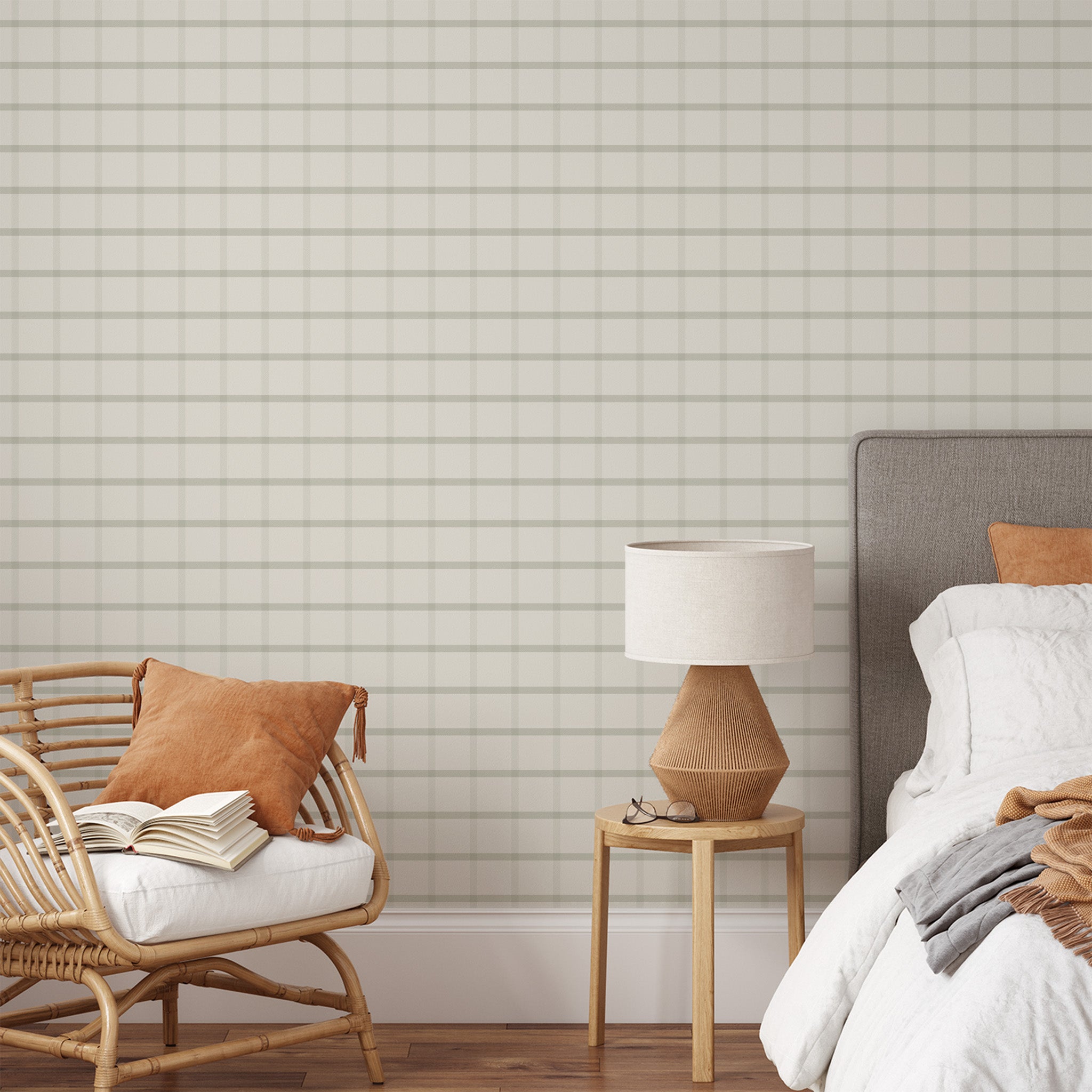Simple Plaid Wallpaper - Sage – Ayara Home