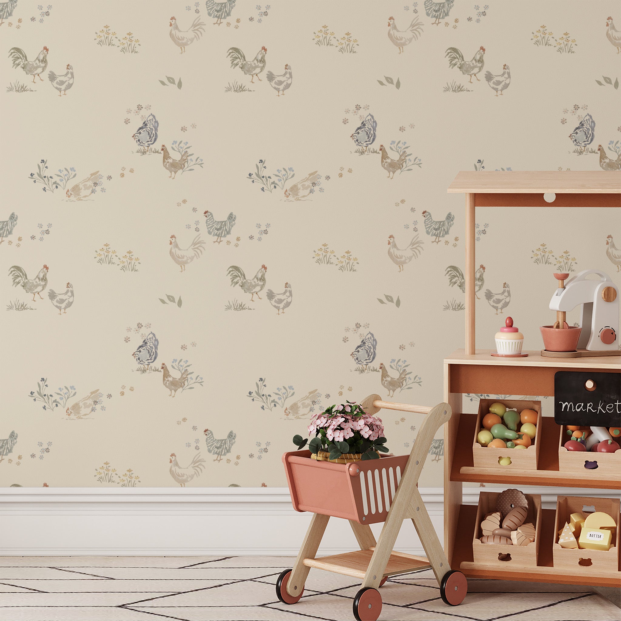 Spring Chickens Wallpaper - Cream – Ayara Home