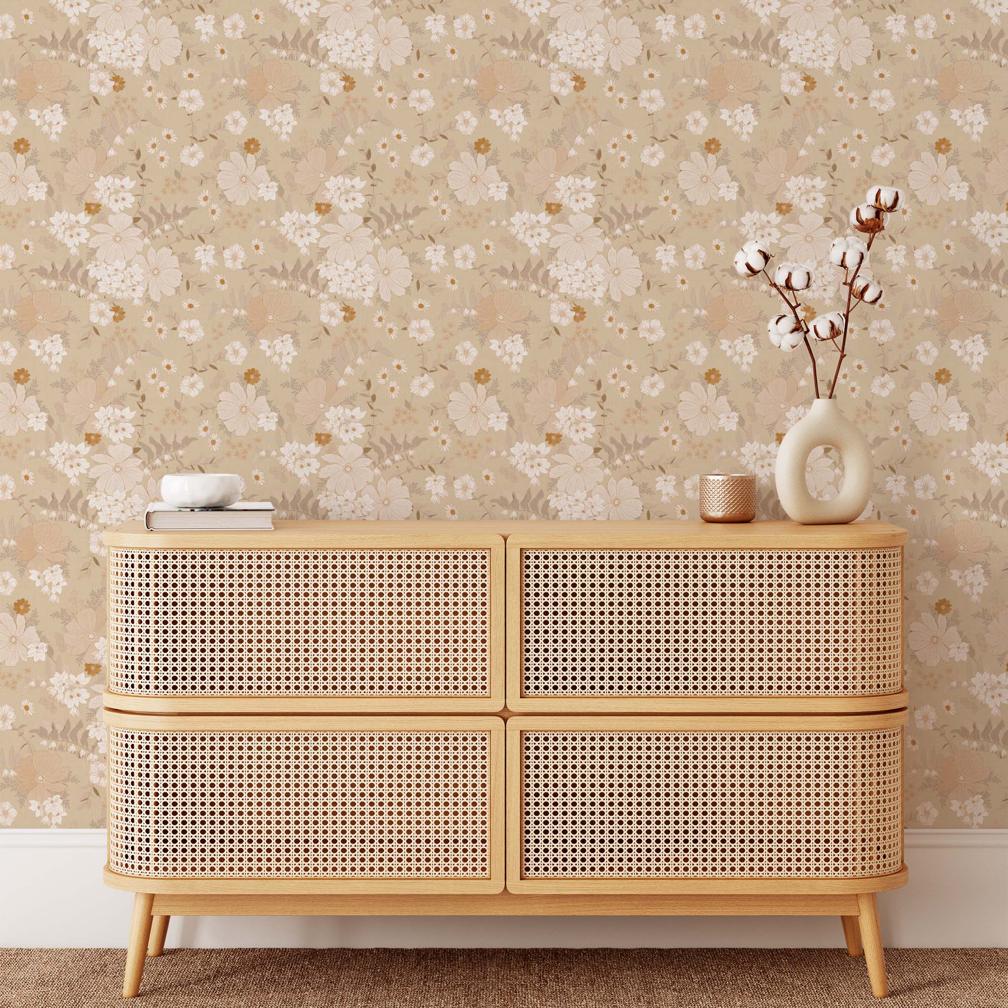 Spring Florals Wallpaper - Beige Neutral – Ayara Home
