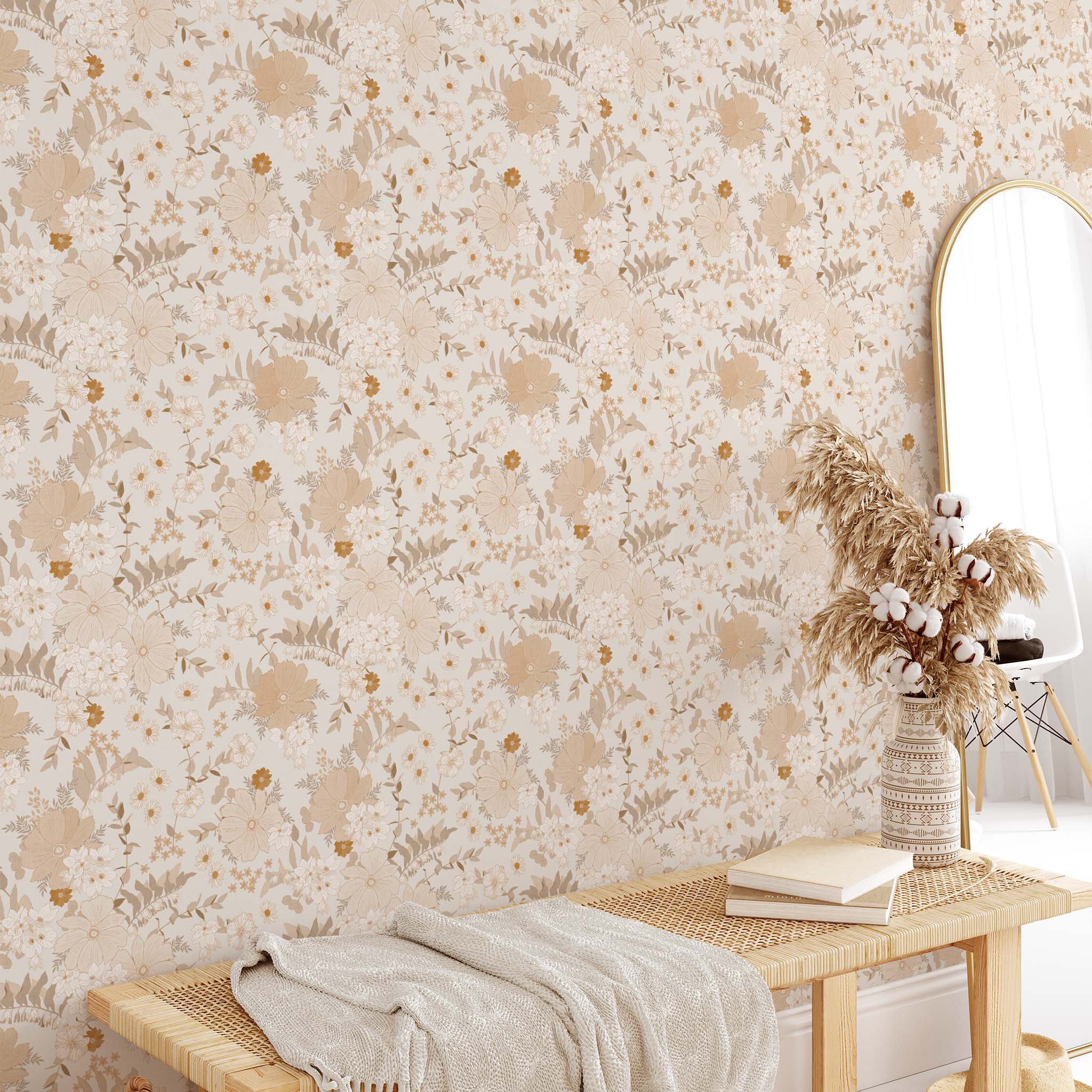 Spring Florals Wallpaper - Neutral on Cream – Ayara Home