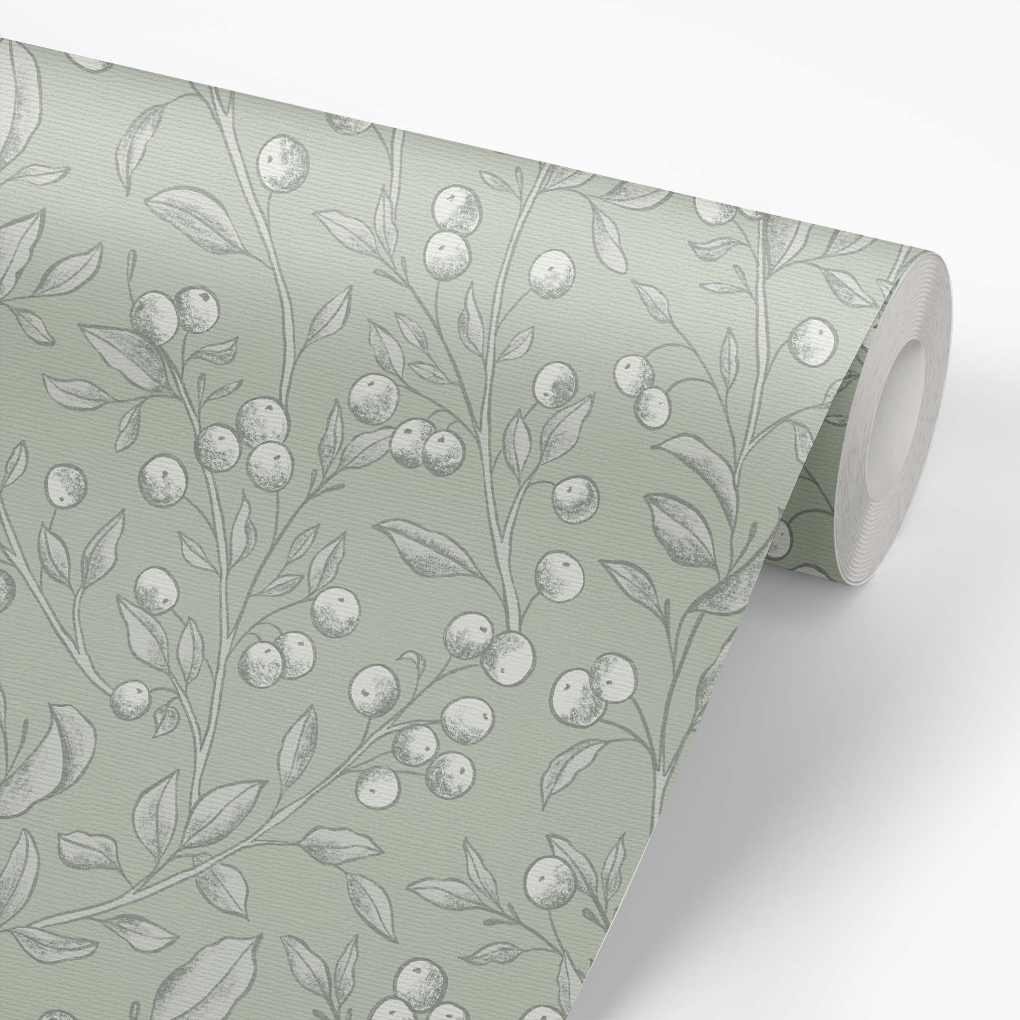 Berries Wallpaper - Light Sage – Ayara Home