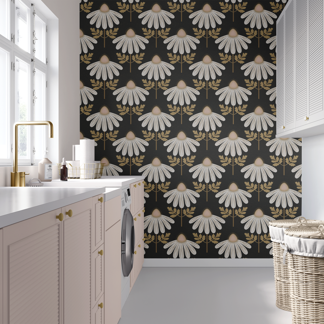 Good Luck Daisy Wallpaper - Black – Ayara Home