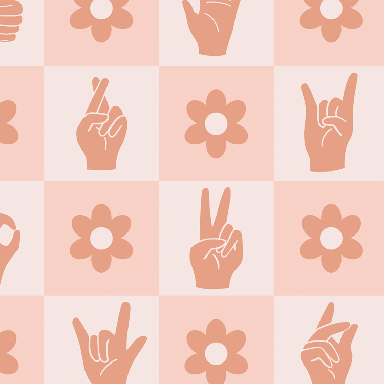 Retro Hand Signs Wallpaper - Pink – Ayara Home