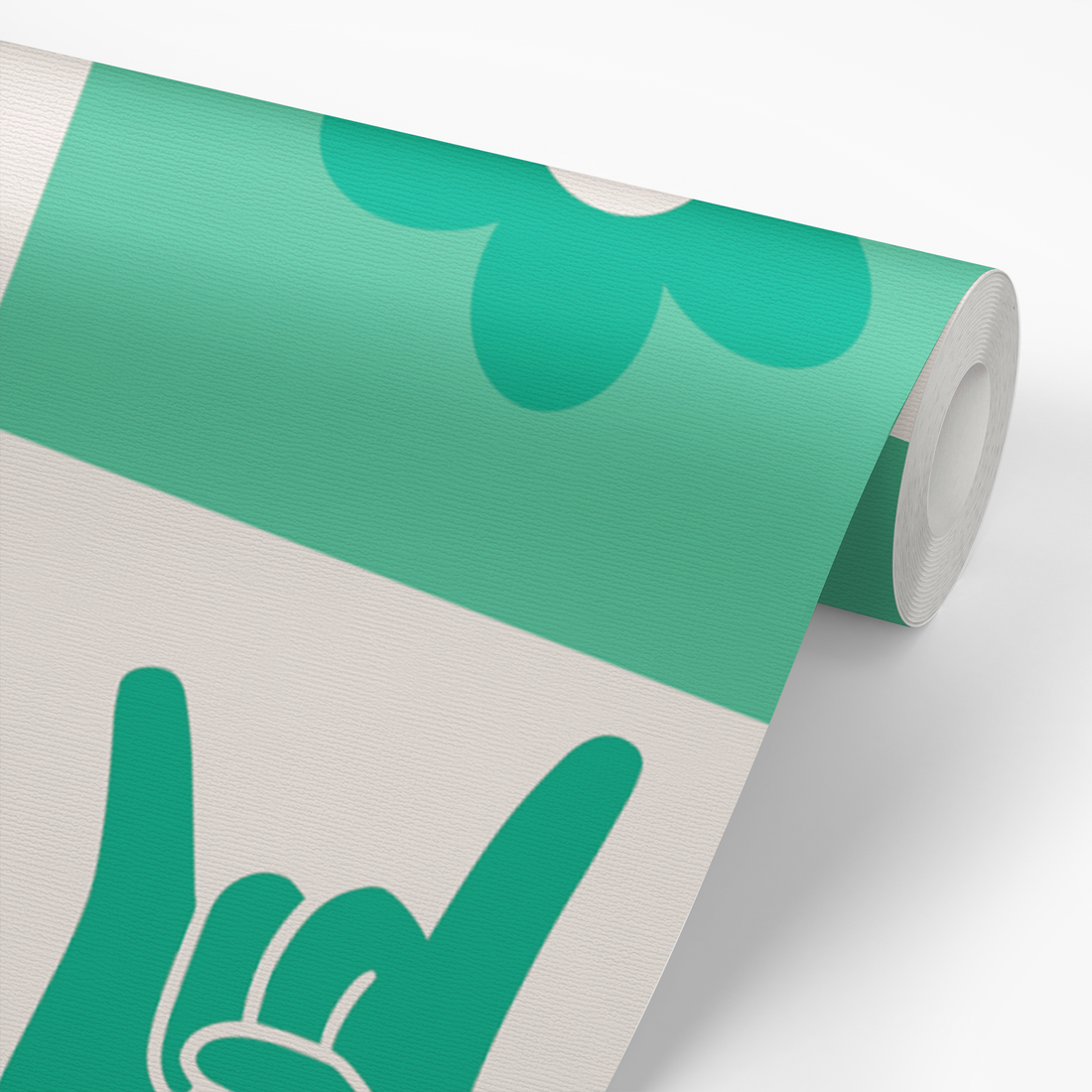 Retro Hand Signs Wallpaper - Green – Ayara Home