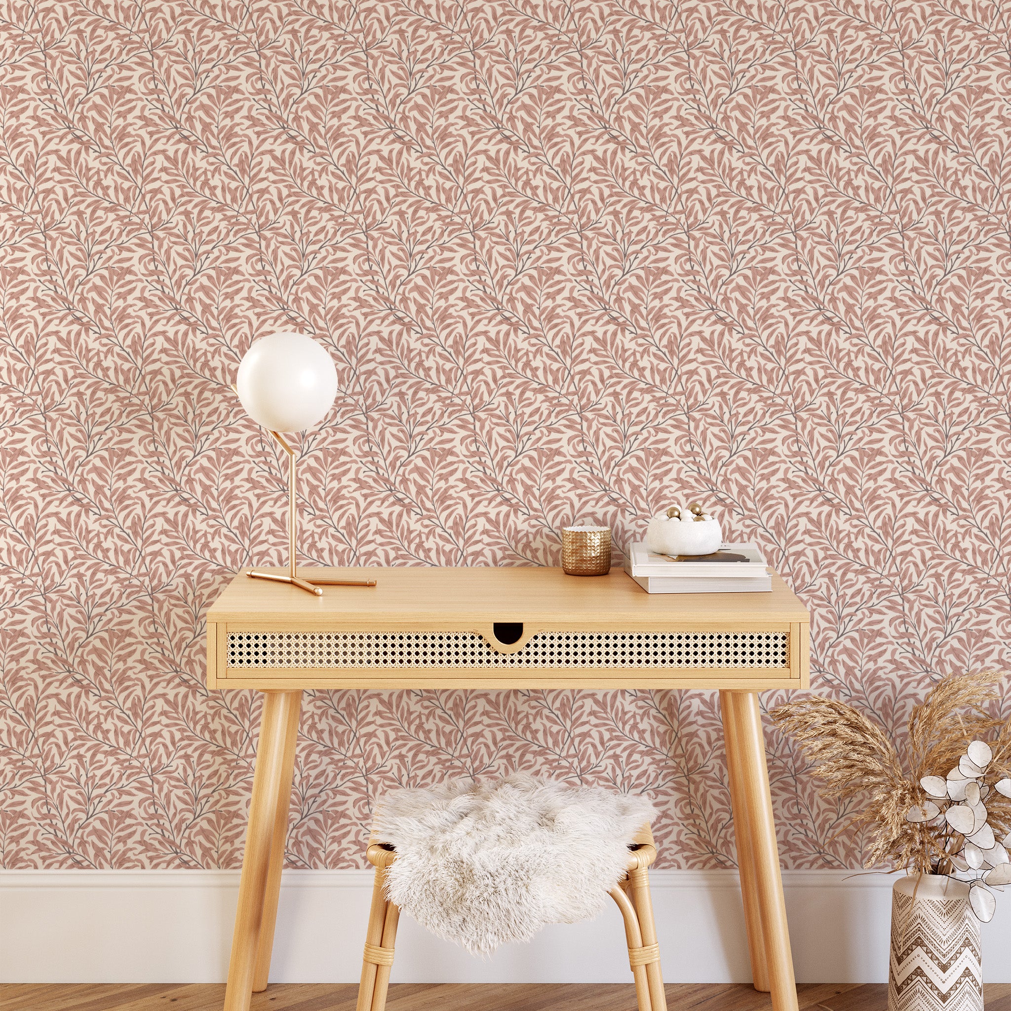 Willow Branches Wallpaper - Rust and Cream – Ayara Home